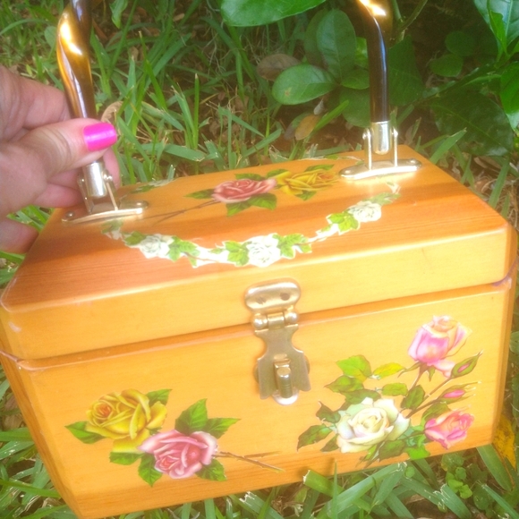 Vintage | Bags | 6s 70s Handmade Treasure Box Bag With Roses Vintage ...